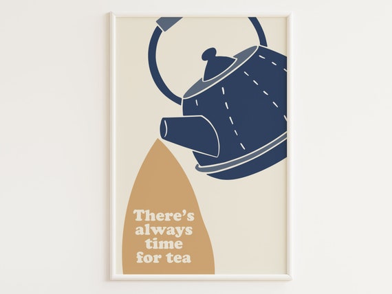 PRINTABLE Tea Art Time for Tea Print Blue Kitchen Prints | Etsy