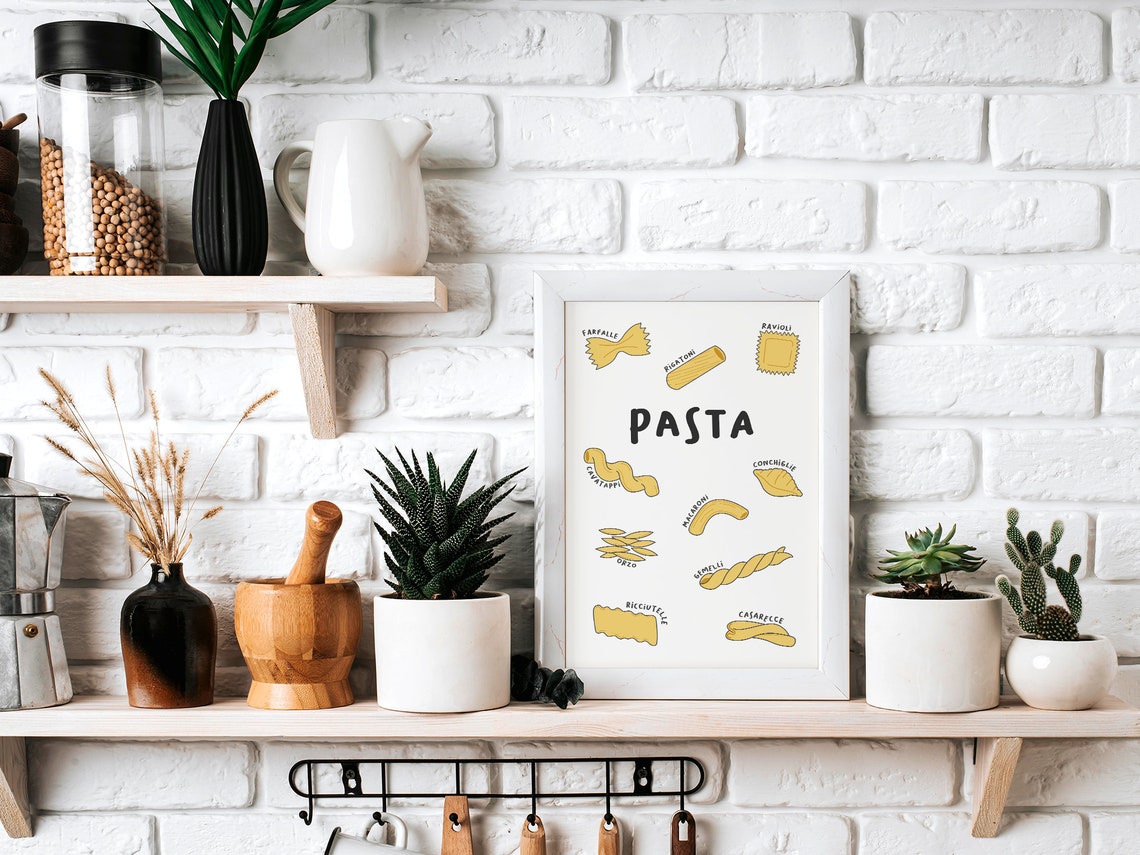 PRINTABLE Types of Pasta Print Food Kitchen Prints Pasta | Etsy