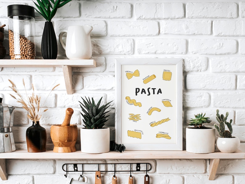 PRINTABLE Types of Pasta Print Food Kitchen Prints Pasta | Etsy