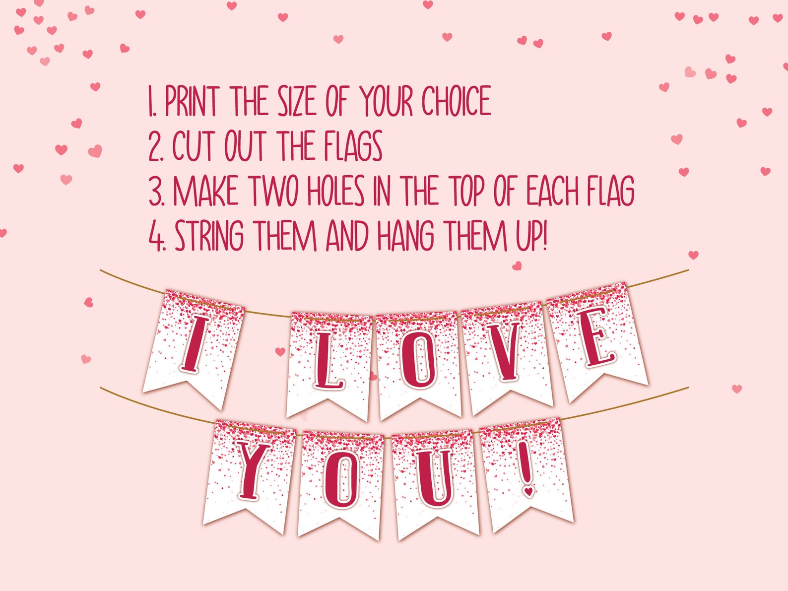 Printable I Love You Banner Printable I Love You Bunting | Etsy