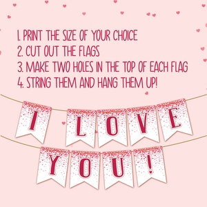 Printable I Love You Banner | Printable I Love You Bunting | Valentine ...