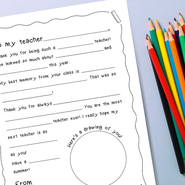 Teacher Fill in Sheet - Etsy