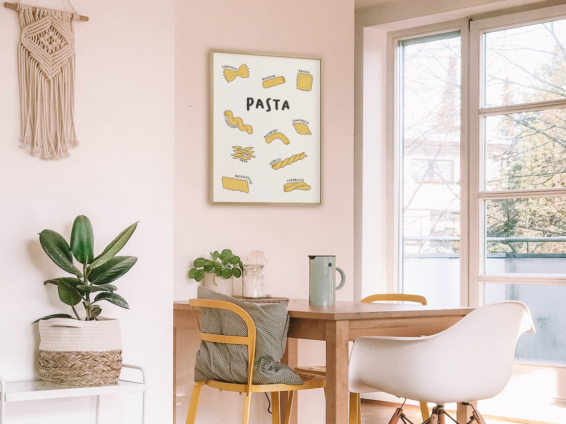 PRINTABLE Types of Pasta Print Food Kitchen Prints Pasta | Etsy