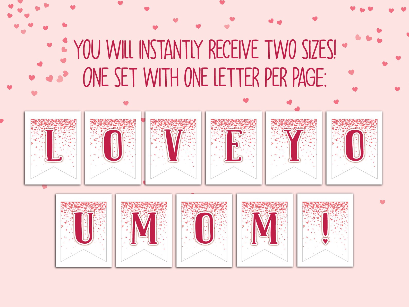 Printable Love You Mom Banner Printable Mother's Day - Etsy