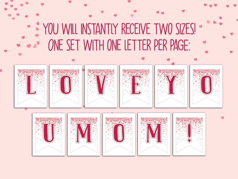 Printable Love You Mom Banner Printable Mother's Day - Etsy