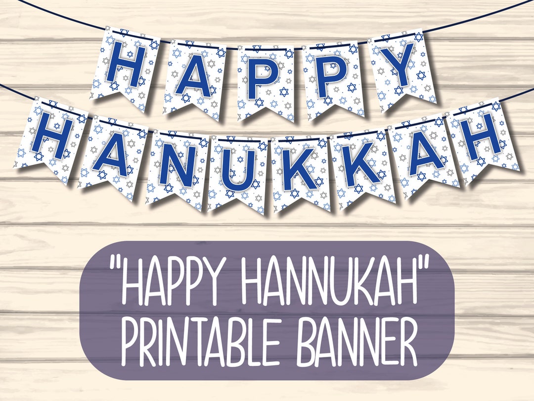 Happy Hanukkah Banner | Printable Hanukkah Bunting | Printable Happy ...