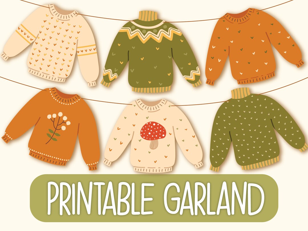 Printable Fall Sweaters Garland | Fall Banner | Thanksgiving ...