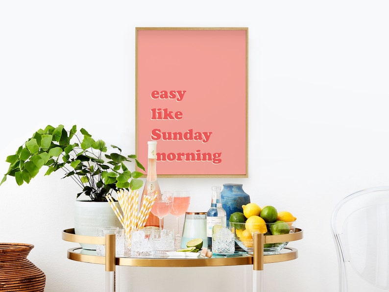 Easy Like Sunday Morning Print | Vintage Style | Pink Wall Art | Retro ...
