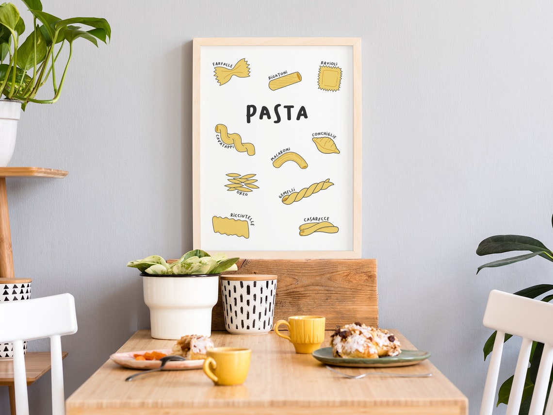 PRINTABLE Types of Pasta Print Food Kitchen Prints Pasta | Etsy