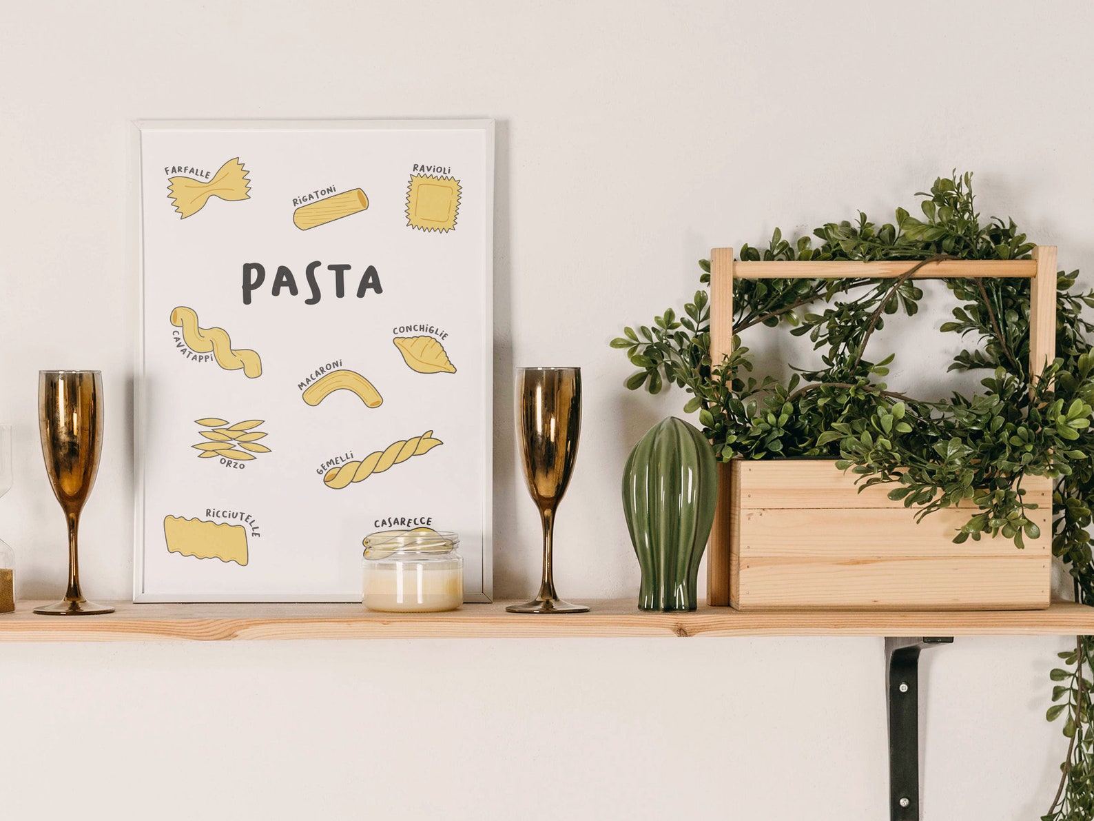 PRINTABLE Types of Pasta Print | Food Kitchen Prints | Pasta Shapes ...