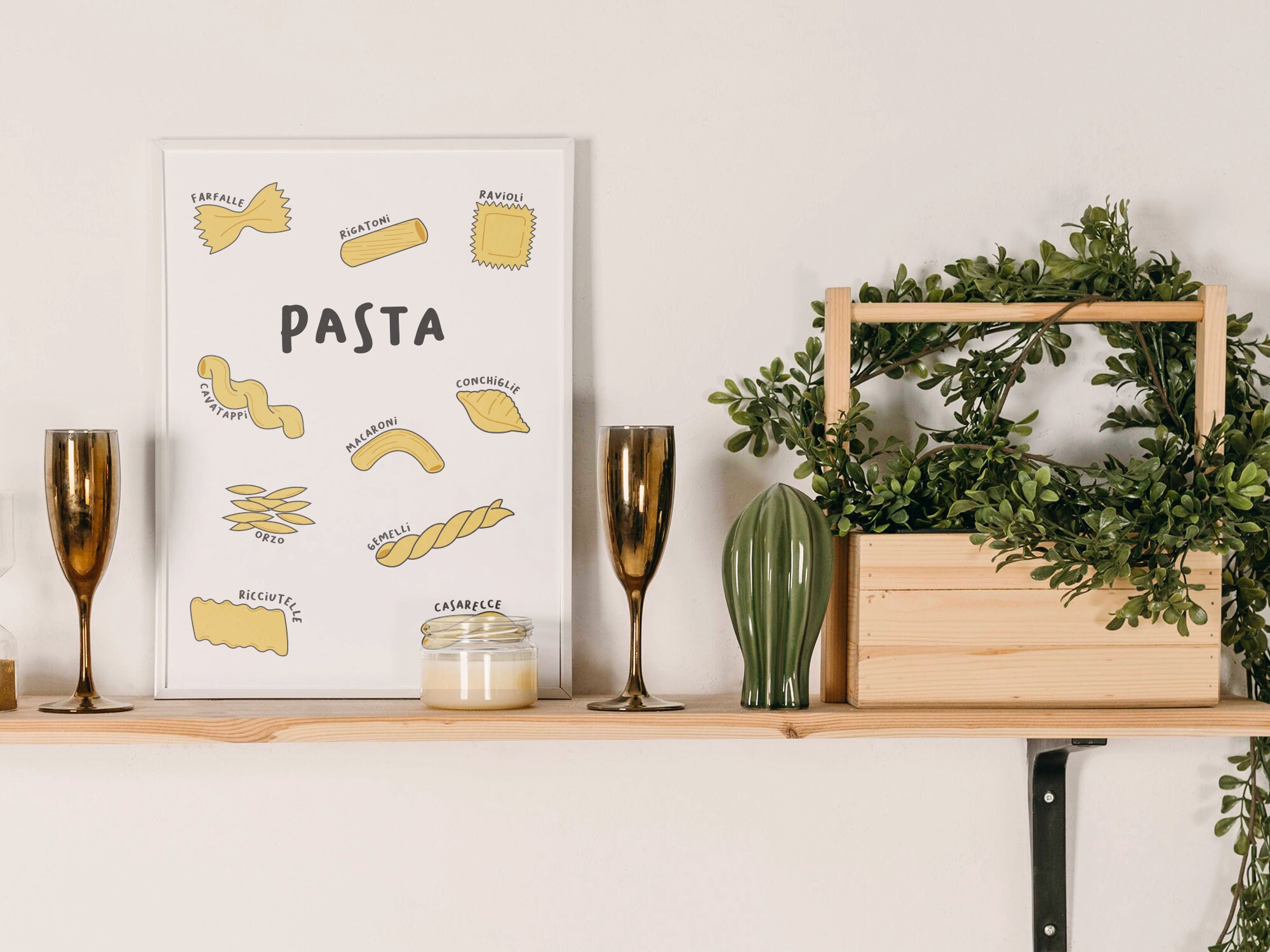 PRINTABLE Types of Pasta Print Food Kitchen Prints Pasta | Etsy