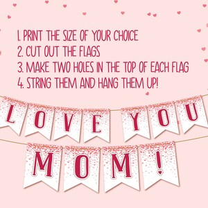 Printable Love You Mom Banner | Printable Mother's Day Banner | Mum ...