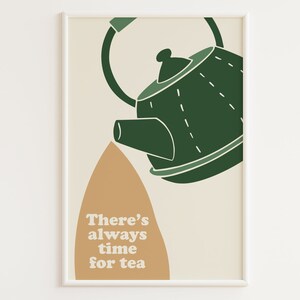 PRINTABLE Tea Art | Time for Tea Print | Green Kitchen Prints | Teapot ...