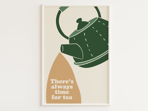 PRINTABLE Tea Art Time for Tea Print Green Kitchen Prints - Etsy