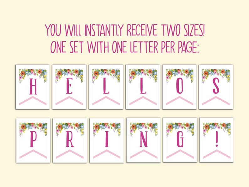 Printable Hello Spring Banner Printable Spring Decor | Etsy