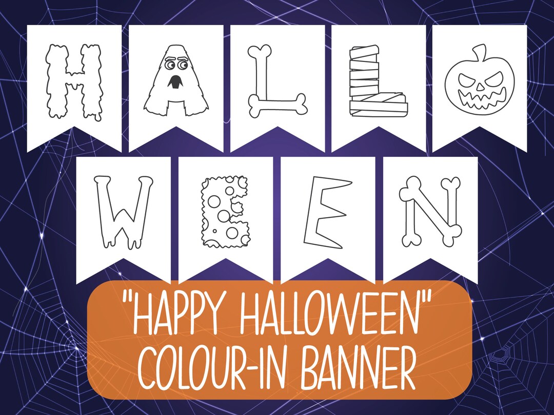Printable Colour-in Happy Halloween Banner | Halloween Kids' Activity ...