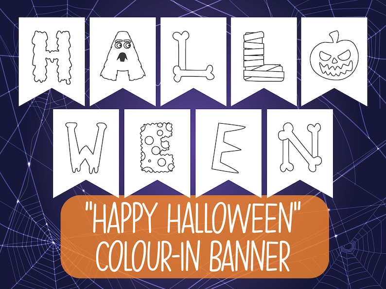 Printable Colour-in Happy Halloween Banner | Halloween Kids' Activity ...