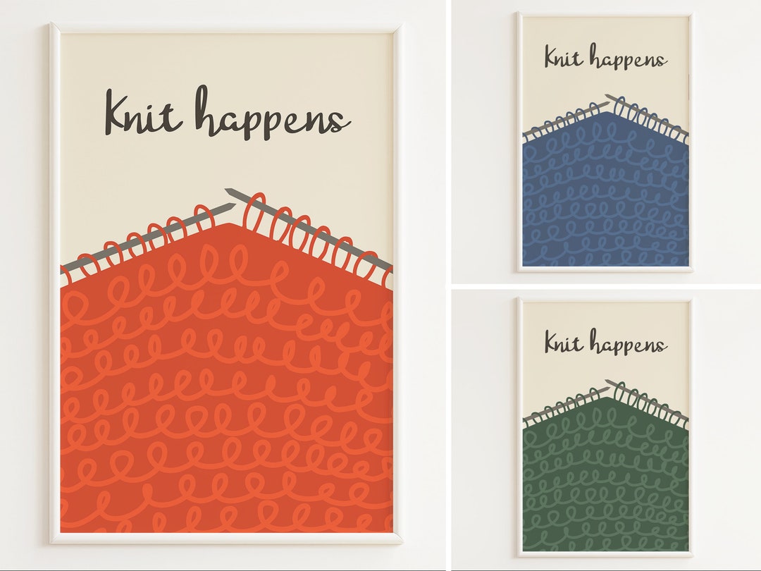 Knitting Print | "knit Happens" | Funny Knitting Quote | Gift for ...