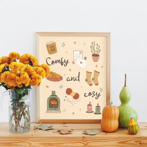 Comfy and Cozy Print | Hygge Wall Art | Scandi Illustration Print ...