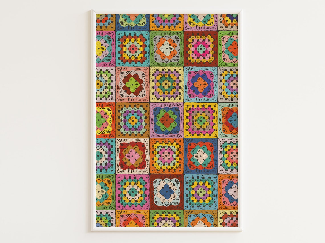 Crochet Art Print | Crochet Poster | Granny Square Art | Gift for ...