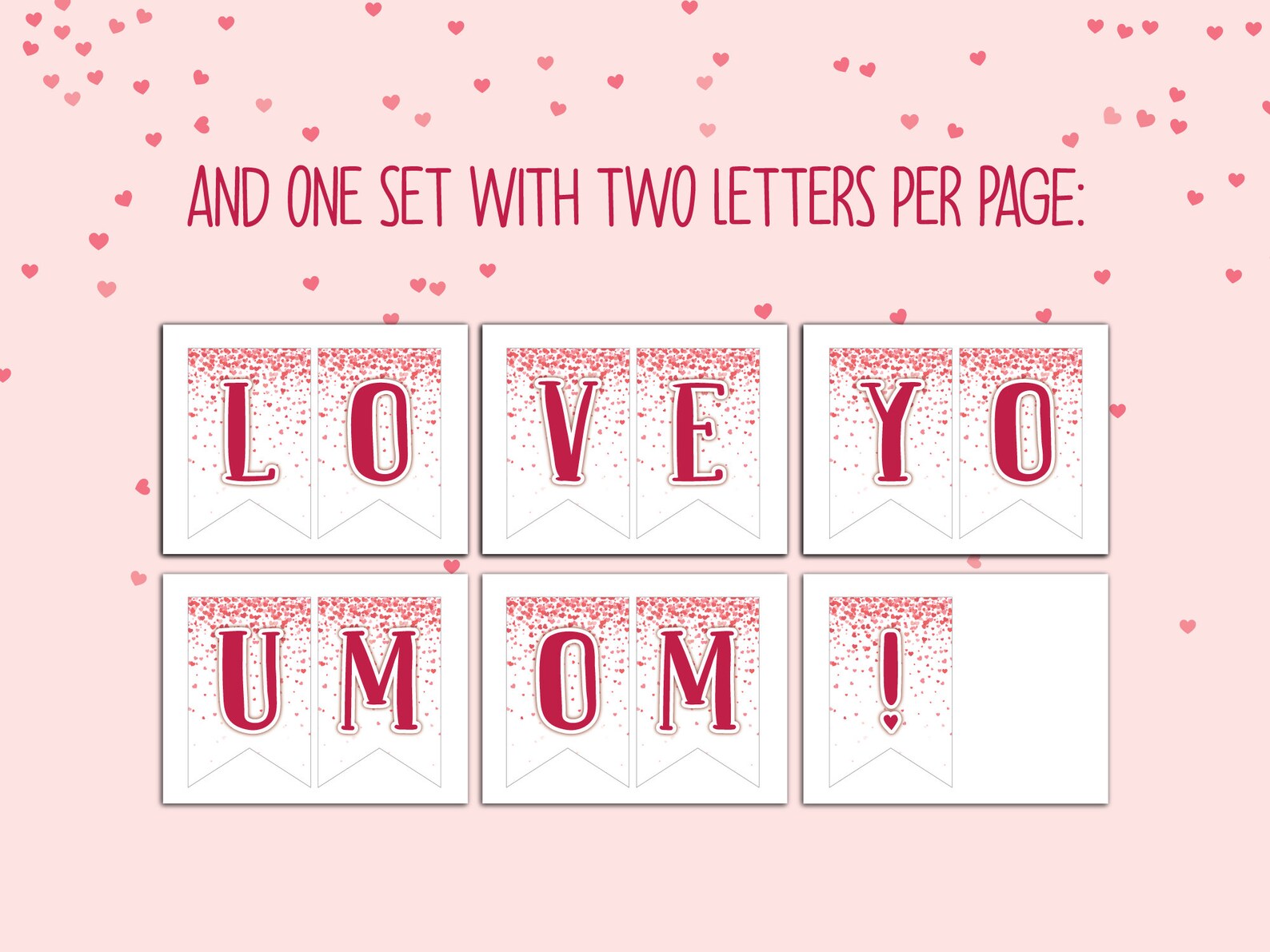 Printable Love You Mom Banner Printable Mother's Day - Etsy