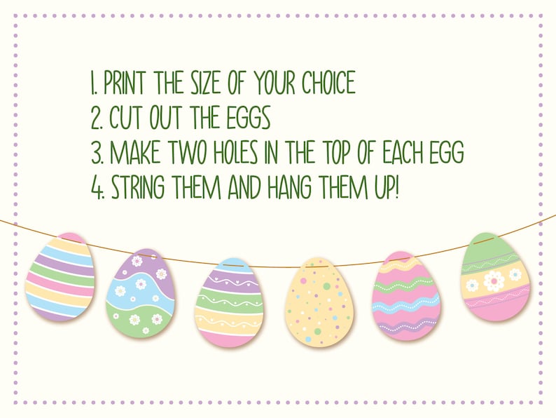 Printable Easter Egg Garland Printable Easter Egg Banner | Etsy