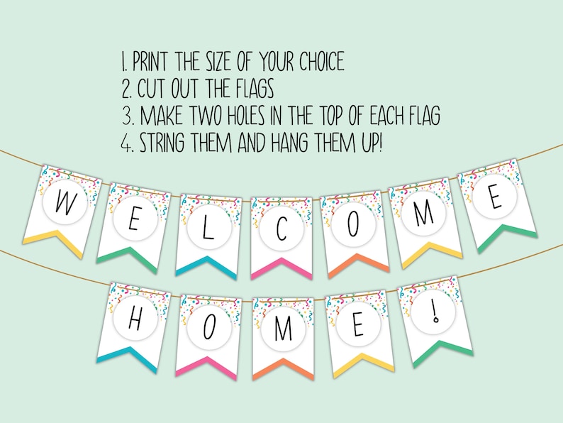 Welcome Home Banner | Welcome Garland | Bunting | Pennants | Printable ...