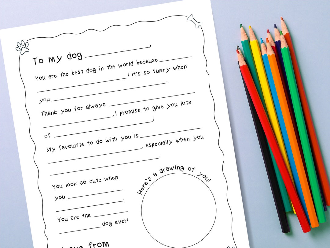 Printable Letter to Dog | Fill in the Blanks | Kids' Activity Sheet ...