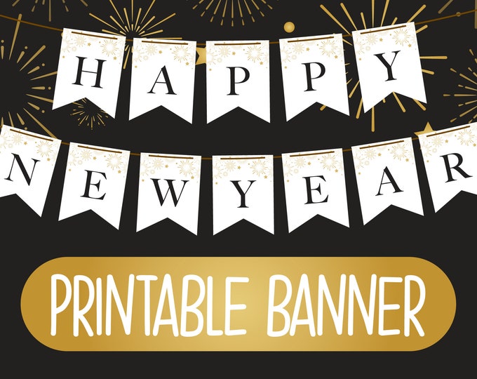 Printable Happy New Year Banner | Printable Happy New Year Bunting ...