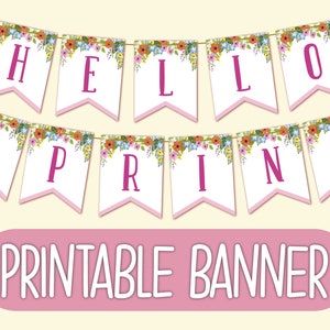 Printable Hello Spring Banner | Printable Spring Decor | Spring ...