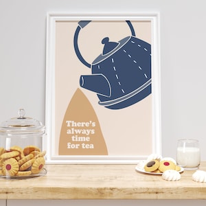 PRINTABLE Tea Art | Time for Tea Print | Blue Kitchen Prints | Teapot ...