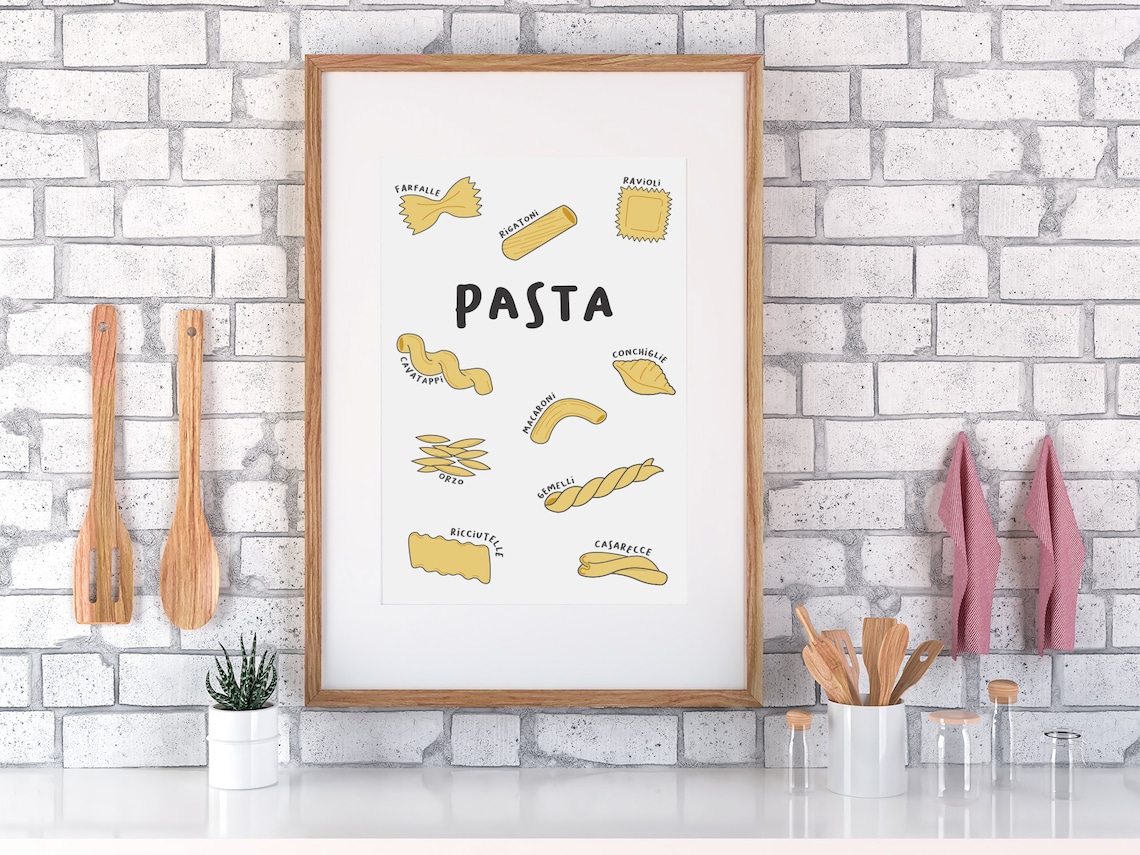PRINTABLE Types of Pasta Print Food Kitchen Prints Pasta | Etsy