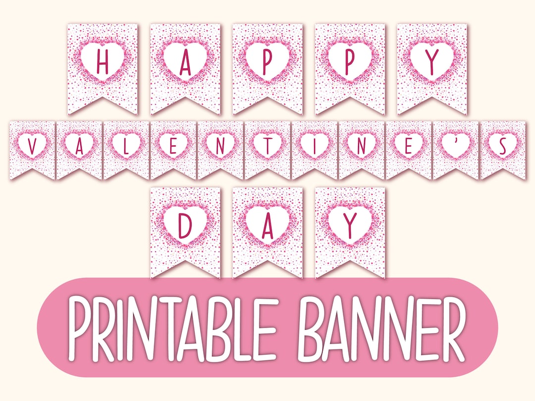 Printable Happy Valentine's Day Banner | Printable Valentine's Day ...