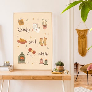 Comfy and Cozy Print | Hygge Wall Art | Scandi Illustration Print ...