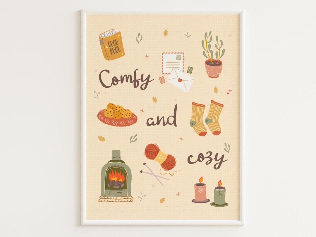 Comfy and Cozy Print | Hygge Wall Art | Scandi Illustration Print ...