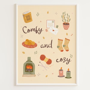 Comfy and Cozy Print | Hygge Wall Art | Scandi Illustration Print ...
