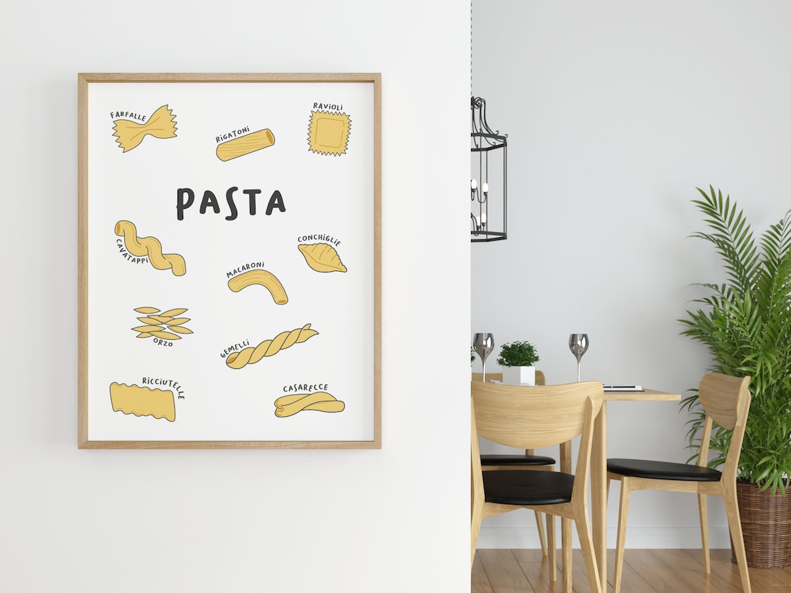 PRINTABLE Types of Pasta Print Food Kitchen Prints Pasta - Etsy