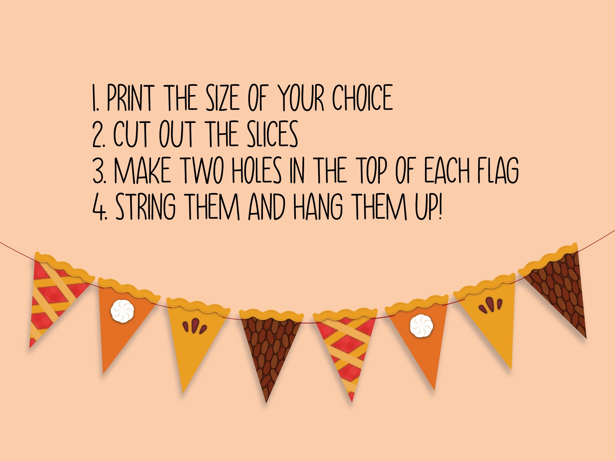 Printable Pie Garland Pie Banner Thanksgiving Decorations - Etsy Canada