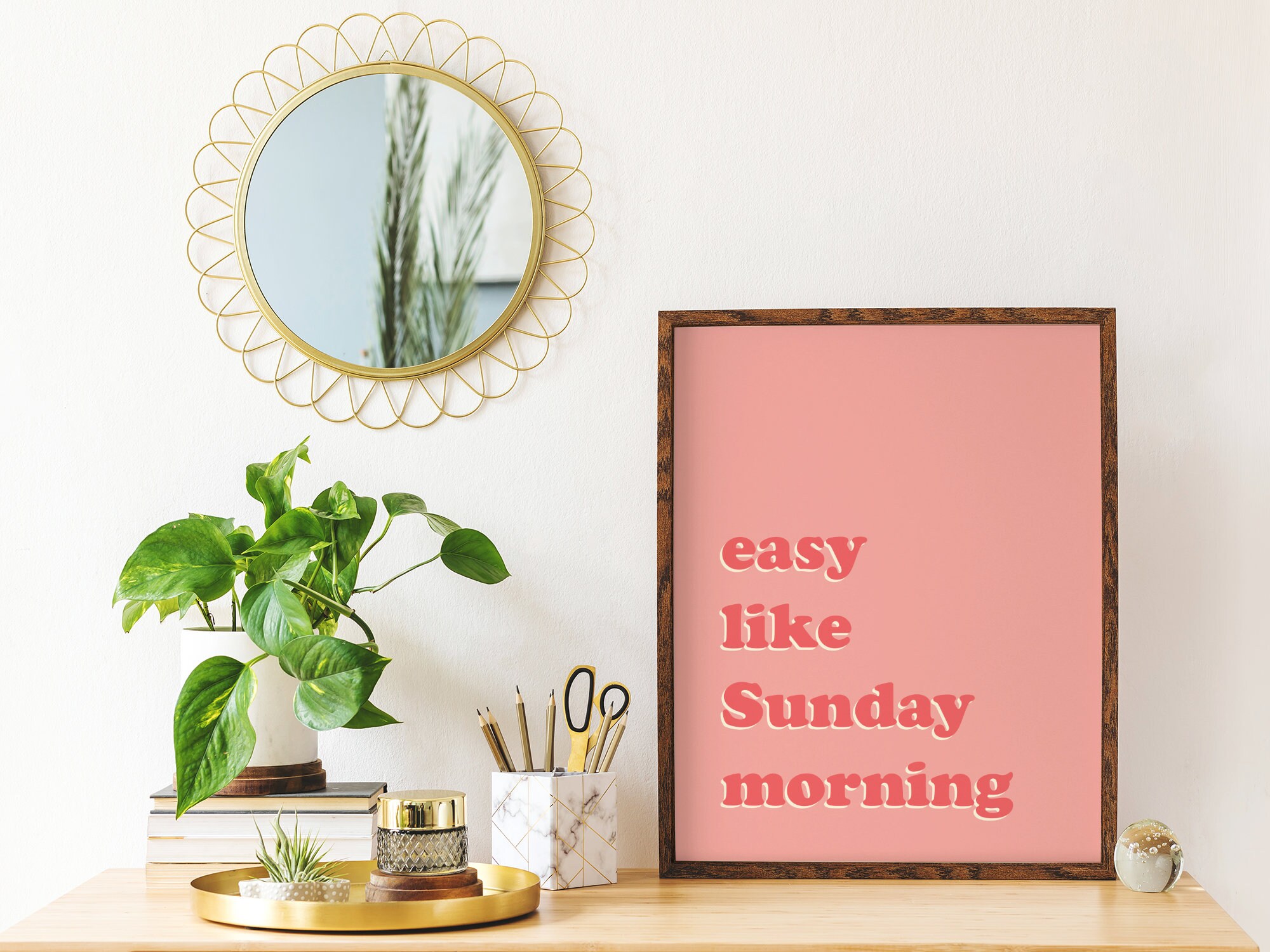 Easy Like Sunday Morning Print | Vintage Style | Pink Wall Art | Retro ...