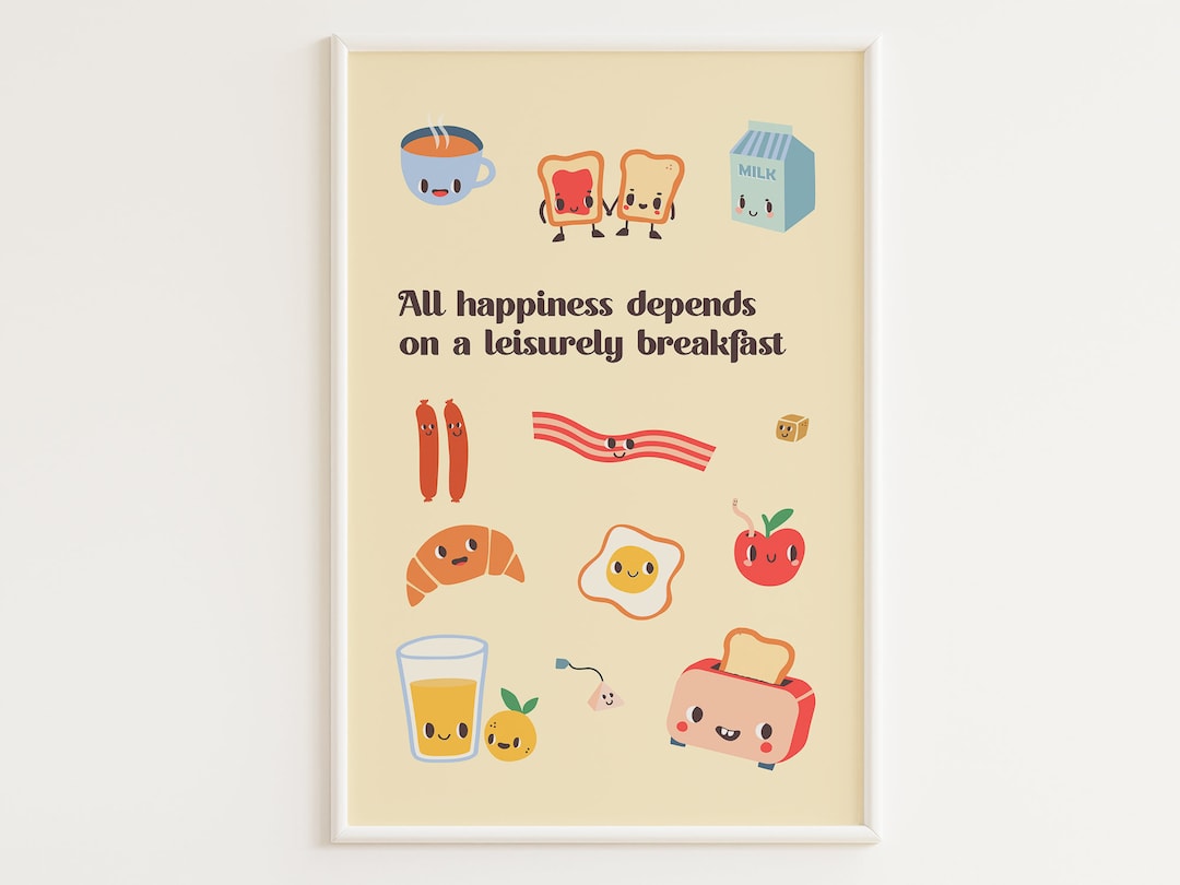 PRINTABLE Breakfast Print | Retro Food Poster | Printable Kitchen Wall ...