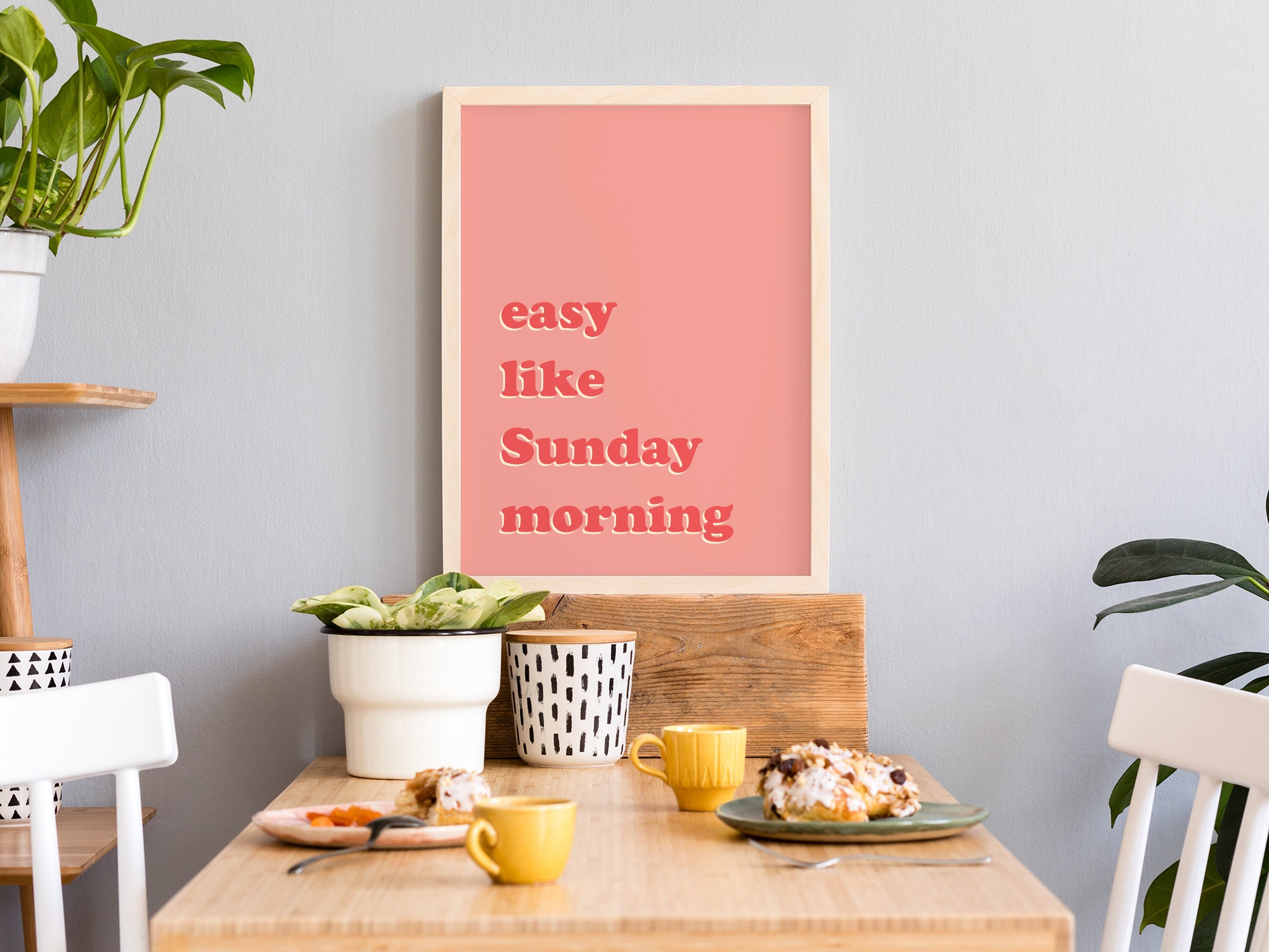 Easy Like Sunday Morning Print | Vintage Style | Pink Wall Art | Retro ...