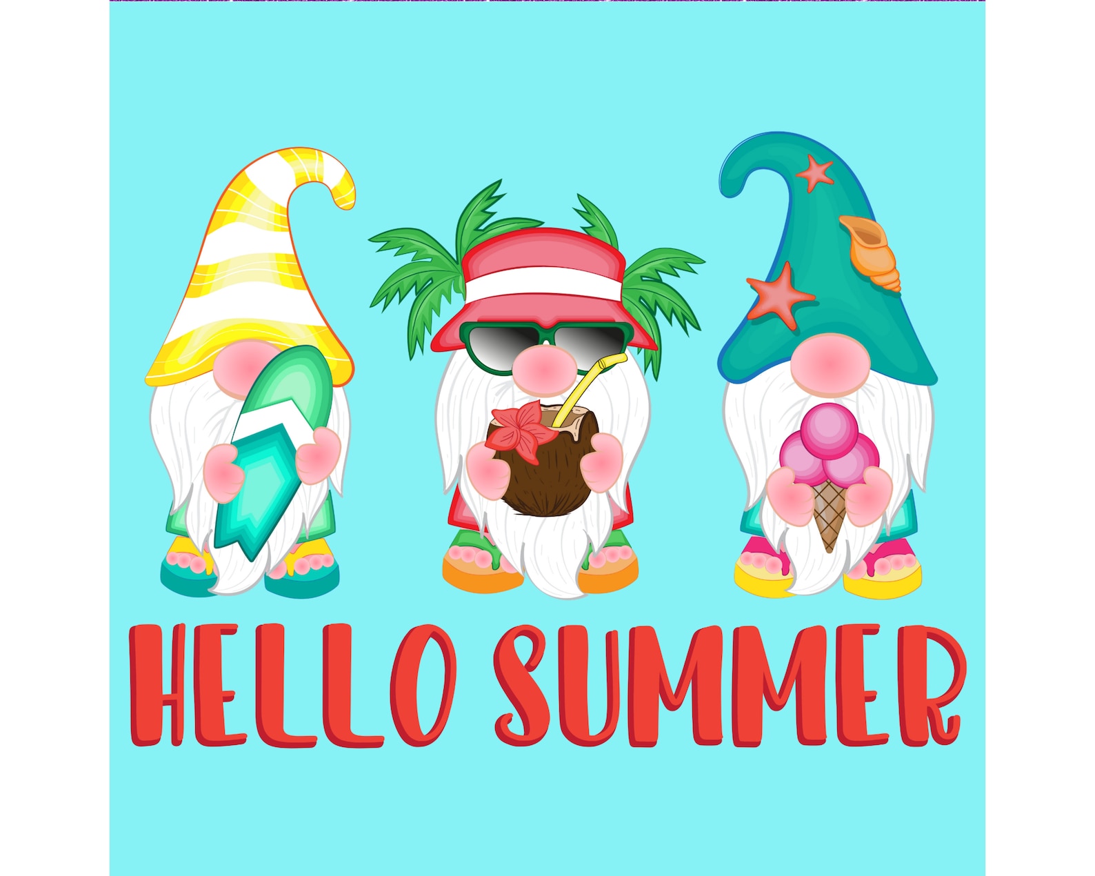 Hello Summer Gnome Metal Wreath Sign Metal Wreath Attachment | Etsy