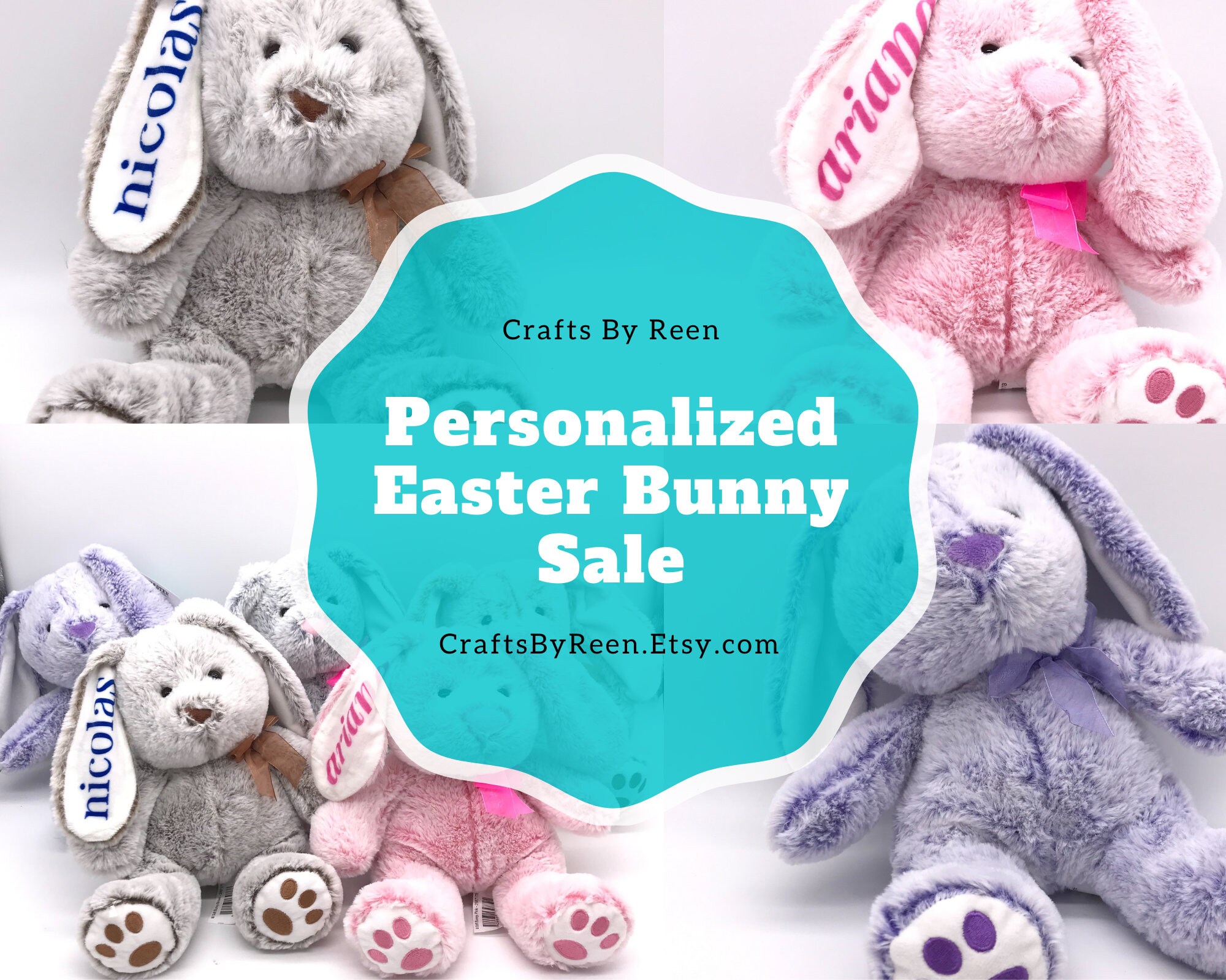 CUSTOM Personalized Plush Easter Bunny Bunnies ANY NAME | Etsy