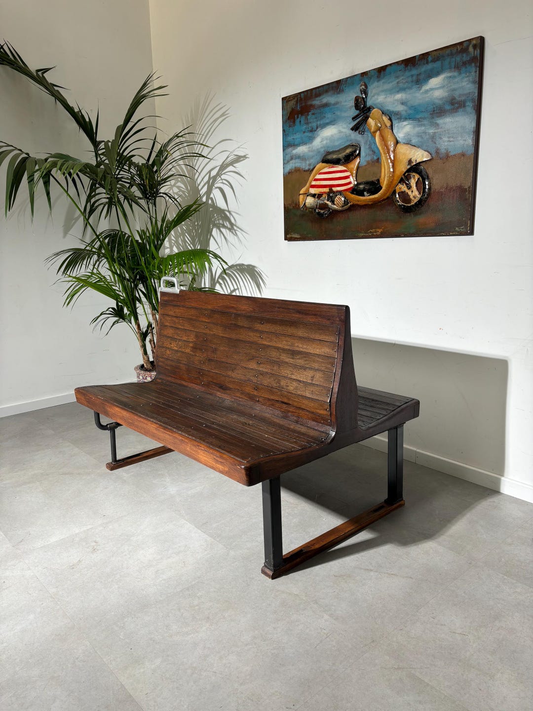 Antique Industrial Train Bench - Etsy