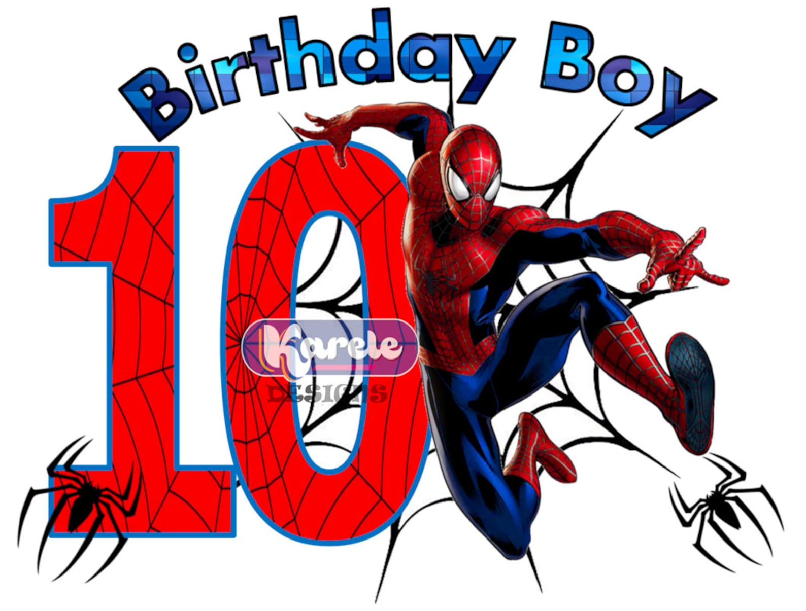 Spiderman 10th Birthday Digital file. PNG No name | Etsy