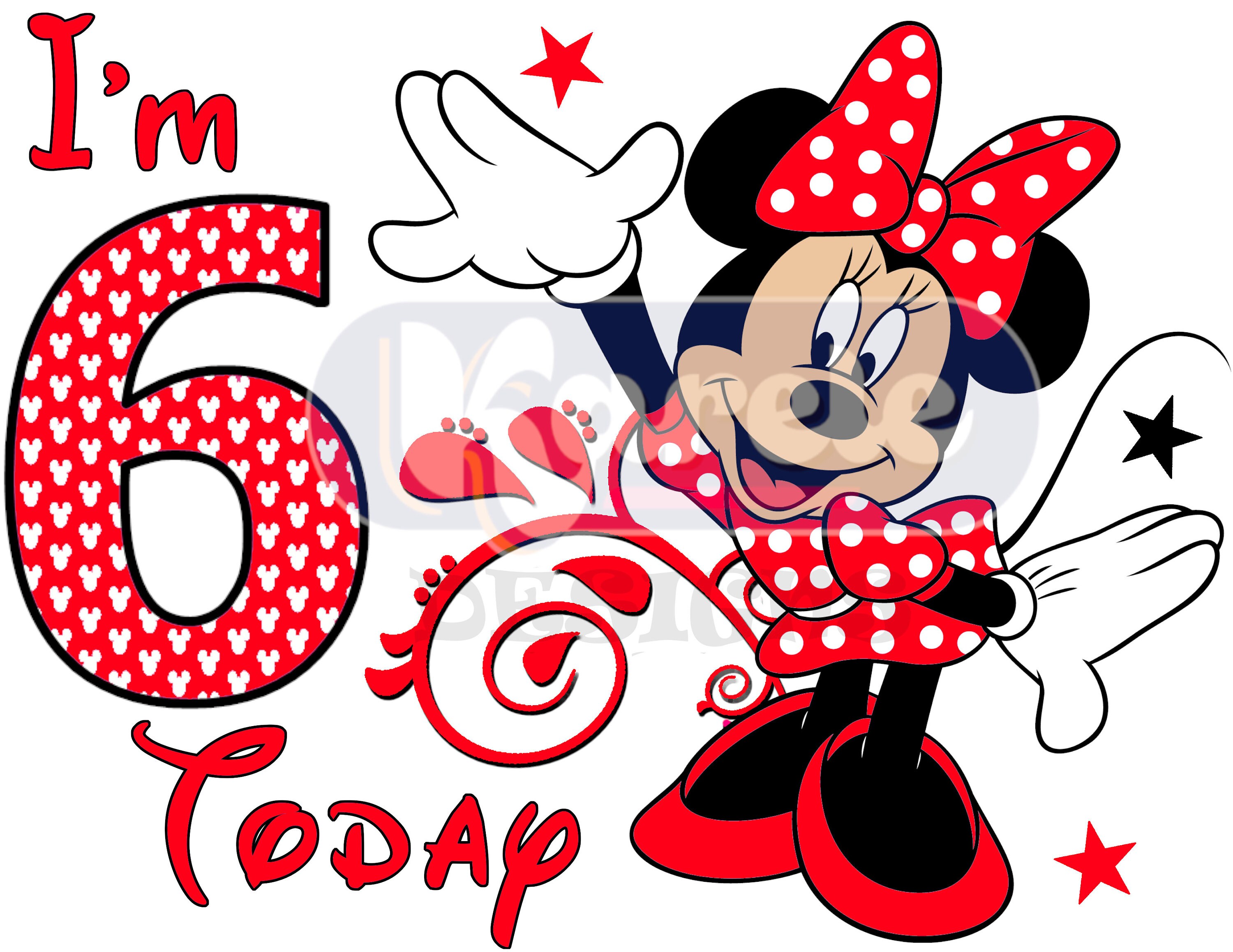 Red Minnie 6th Birthday Digital File. PNG No Name | Etsy