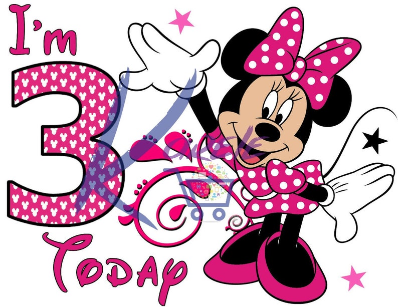 Minnie 3rd Birthday Digital file. PNG No name | Etsy