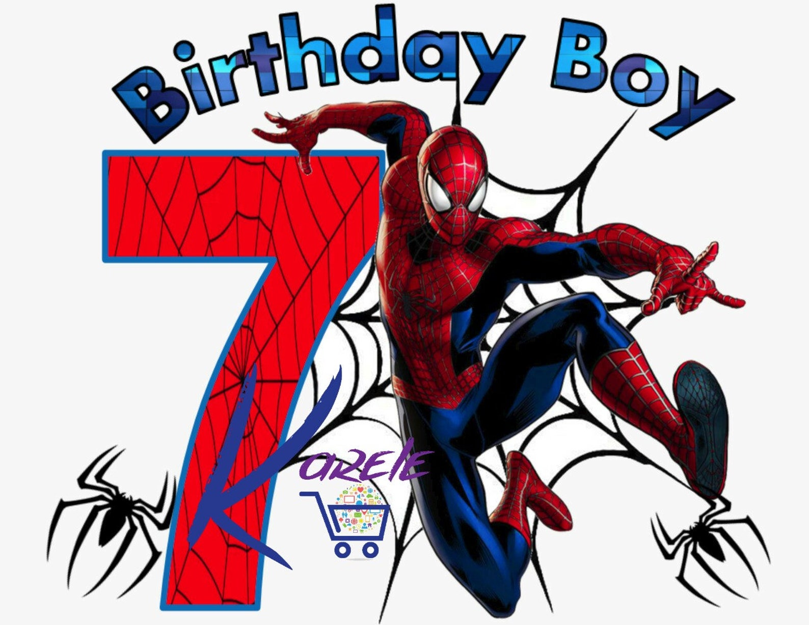 Spiderman 7th Birthday Digital file. PNG No name | Etsy
