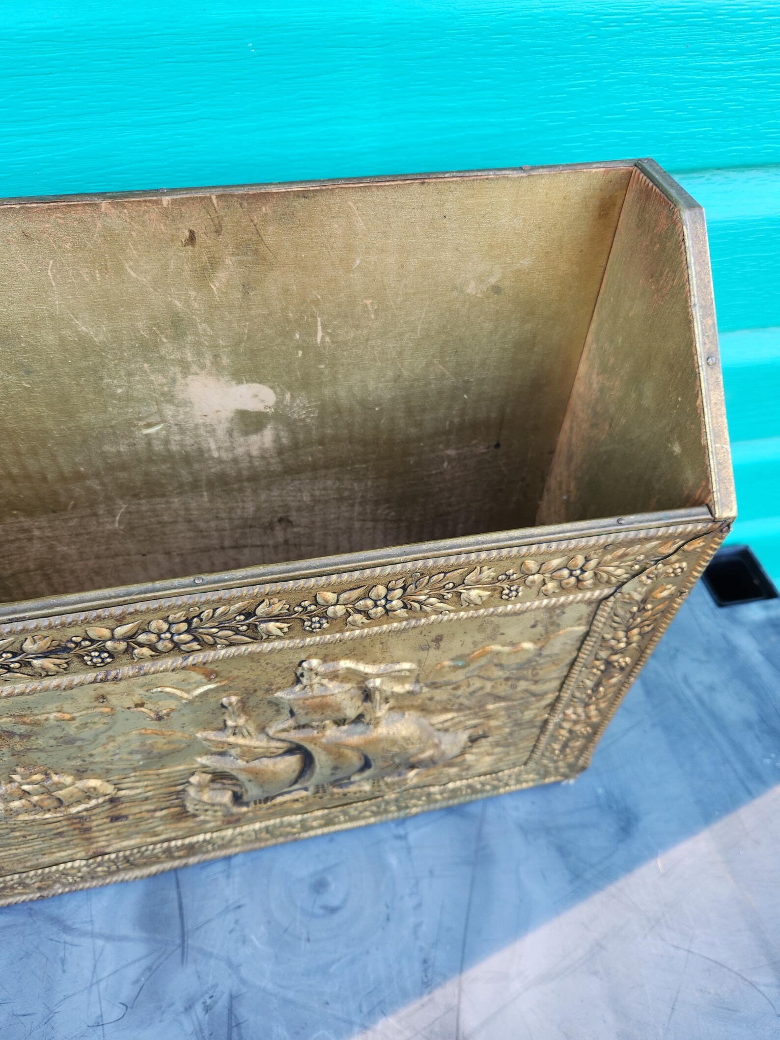 Vintage Brass Wood Rectangular Ship Design Magazine Holder - Etsy