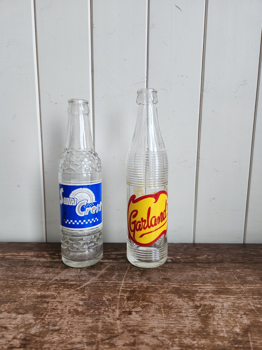 Two Vintage Pop Bottles Sun Crest and Garland - Etsy
